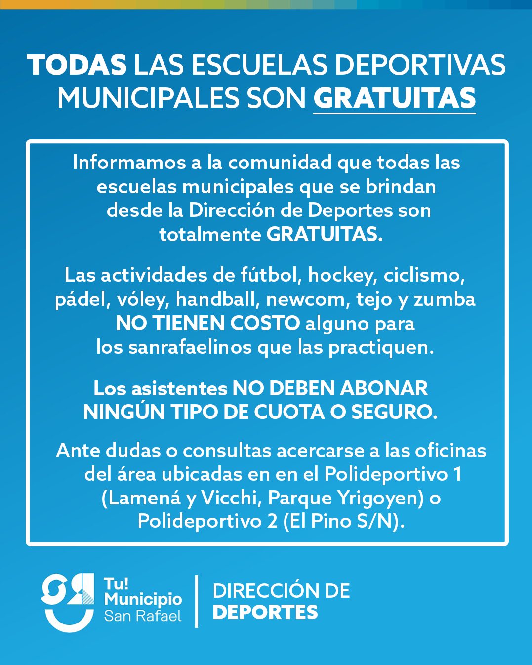 Todas las actividades de la Dirección de Deportes son gratuitas - Toque ...